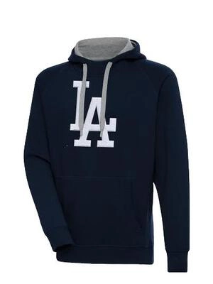 ANTIGUA Los Angeles Dodgers Victory Chenille Pullover Hoodie - Navy