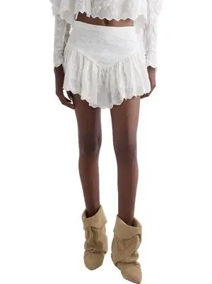 Isabel Marant Zoelia Embroidered Cotton & Silk Miniskirt - White