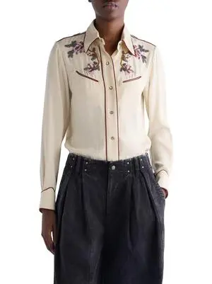 Isabel Marant Yzea Beaded Western Shirt - Ecru
