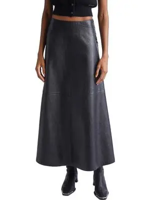 Alexander Wang Long Leather Skirt With Chain - Black