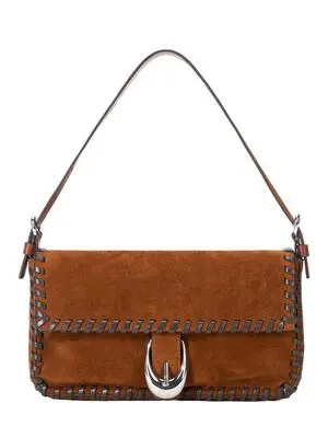 Staud Harlow Suede Shoulder Bag - Tabacco/espresso