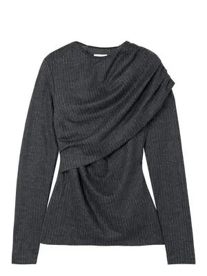 Isabel Marant Asna Draped Wool And Cotton-blend Jersey Top - Gray
