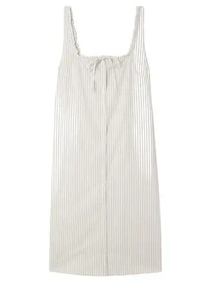 DEIJI STUDIOS Ruffled Striped Organic Cotton-poplin Dress - White