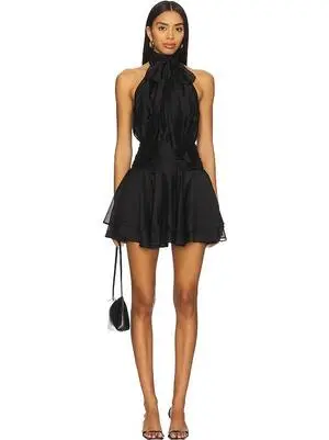 LOVERS AND FRIENDS Emerson Mini Dress With Halterneck And Bow Accents - Black