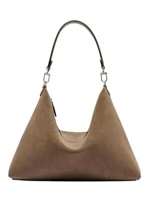 TOTEME Bevel Medium Suede Shoulder Bag - Beige