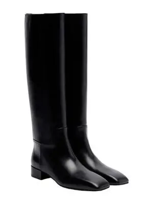 CHRISTEN Classic Square Leather Knee-high Boots - Black