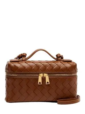 Bottega Veneta Intrecciato Leather Vanity Bag - Brown