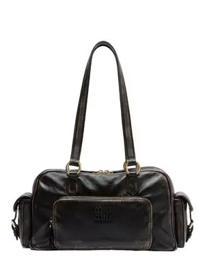 Miu Miu Pocket Leather Shoulder Bag - Brown