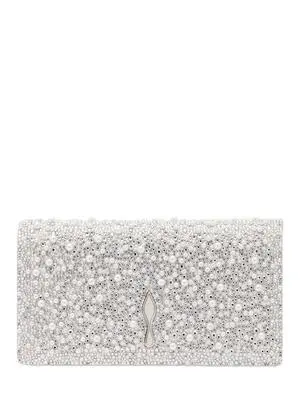 CHRISTIAN LOUBOUTIN Bettina Embellished Leather Clutch - Silver