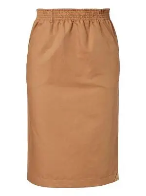 Chloé Cotton And Linen Gabardine Pencil Skirt - Brown
