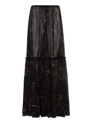 SIEDRES Printed Chiffon Maxi Skirt - Multi