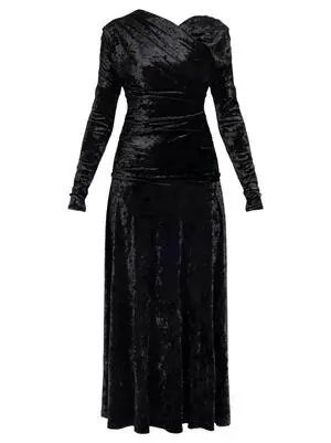 GANNI Draped Long-sleeved Maxi Dress - Black
