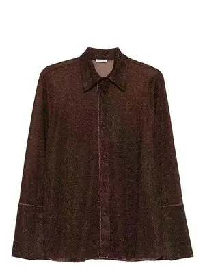 Oseree Lumière Button Trim Shirt - Brown