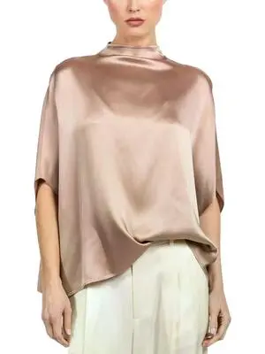 Lapointe Satin Cape Blouse - Neutrals