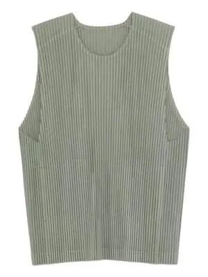 Issey Miyake Sleeveless Pleated Vest - Green