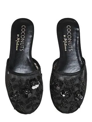 Matisse Maven Beaded Mesh Mule Flats - Black