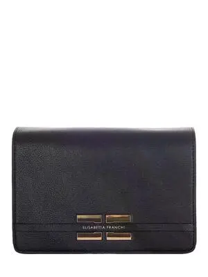 Elisabetta Franchi Logo Appliqué Shoulder Bag - Black
