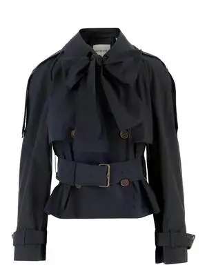 Burberry Bow Belted Jacket - Blue