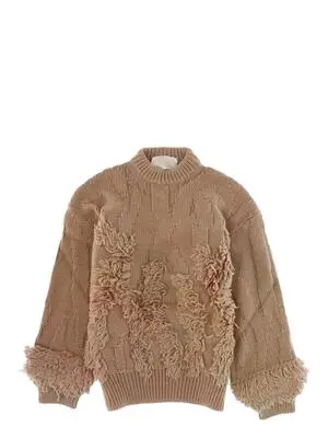 CIRCUS HOTEL Fringed Sweater - Neutrals