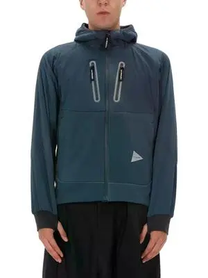 AND WANDER Zip-pockets Hooded Jacket - Blue