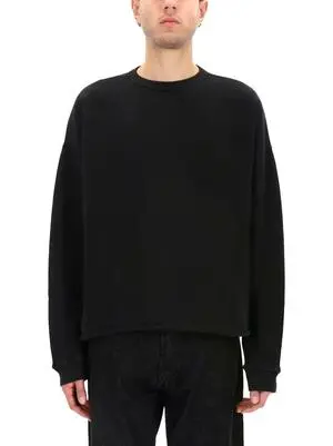 You Must Create Raw-hem Crew-neck Sweatshirt - Black