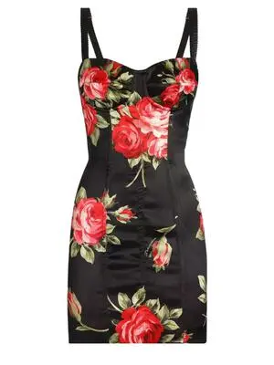 Dolce & Gabbana Floral Mini Dress - Black