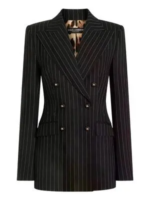 Dolce & Gabbana Striped Double-breasted Jacket - Black