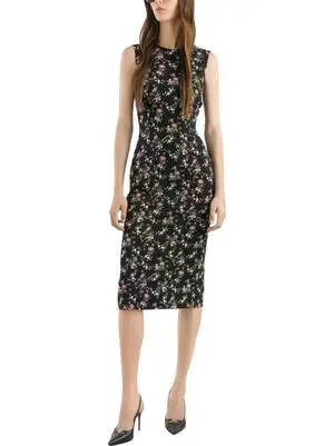 Dolce & Gabbana Floral Sleeveless Midi Dress - Black