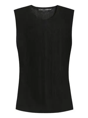 Dolce & Gabbana Ribbed Sleeveless Tank Top - Black