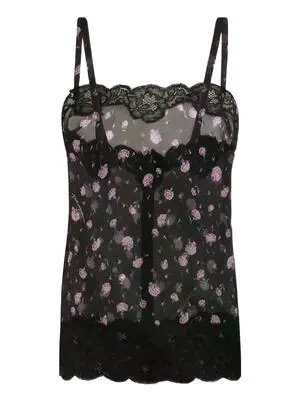 Dolce & Gabbana Floral Lace Tank Top - Black