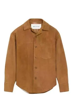 Ami Goat Suede Buttoned Overshirt - Brown