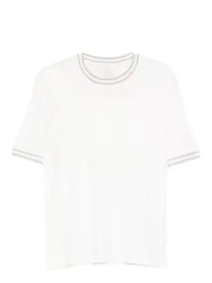 Eleventy Ribbed-trim T-shirt - White