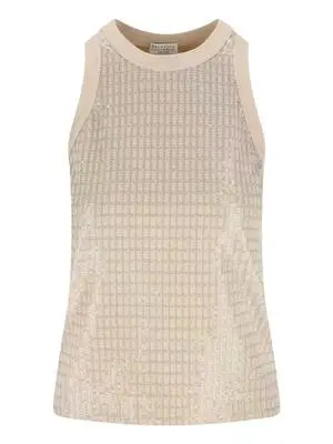 BRUNELLO CUCINELLI Sequin-Embellished Grid Top