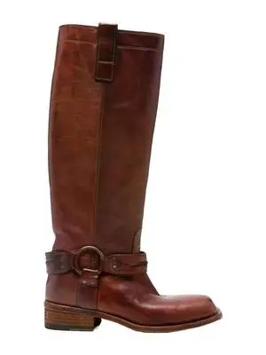 FAUZIAN JEUNESSE Buckle Knee High Boots - Brown