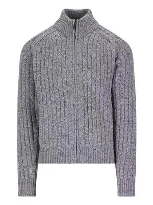 TOD'S Zip-up Ribbed Cardigan - Grey
