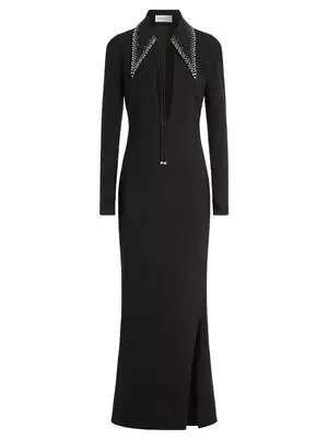 16Arlington Elis Embellished Collared Maxi Dress - Black