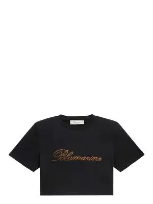 Blumarine Logo-print Jersey T-shirt - Black