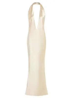 16Arlington Maren Plunging Neck Dress - Neutrals