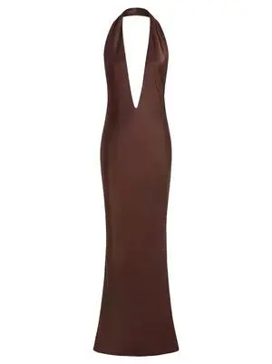 16Arlington Maren Halterneck Maxi Dress - Brown