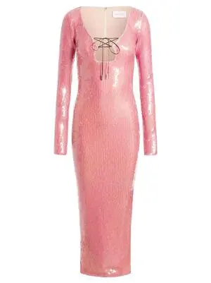 16Arlington Solaria Sequin Lace-up Midi Dress - Pink
