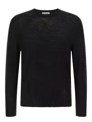 JIL SANDER Logo-embroidered Crew-neck Sweater - Black