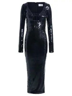 16Arlington Solaria Sequin Embellished Midi Dress - Black