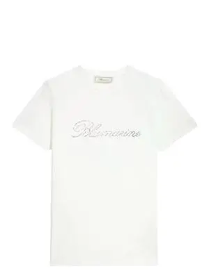 Blumarine Logo-embroidered Jersey T-shirt - White