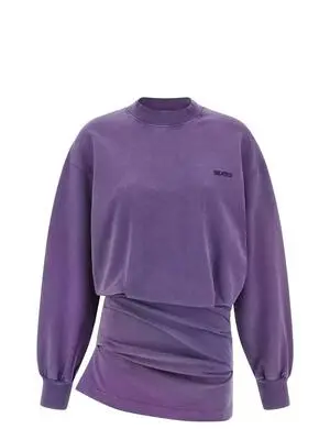 Attico Draped Sweatshirt Mini Dress - Purple