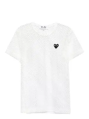 Play Comme Des Garcon Mesh Logo-patch T-shirt - White