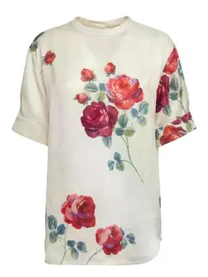 N°21 Floral-print Short-sleeve Blouse - Neutrals