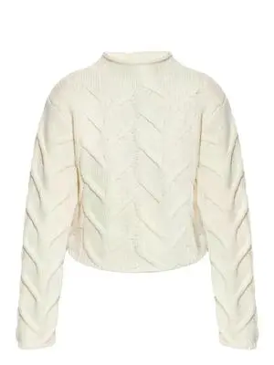FRAME Cable-knit Roll-neck Sweater - Neutrals