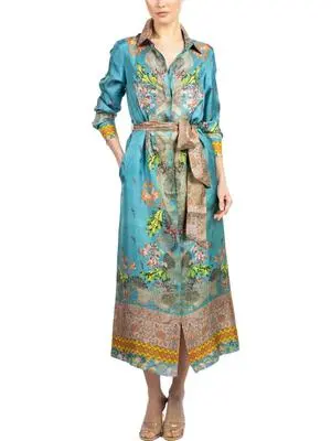 PIERRE-LOUIS MASCIA Floral Midi Dress - Blue