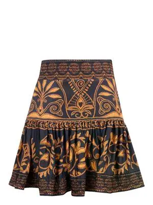 Farm Rio Floral-print Mini Skirt - Black