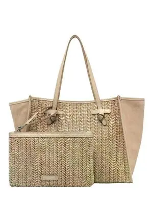 GIANNI CHIARINI Marcella Herringbone-Straw Tote Bag
